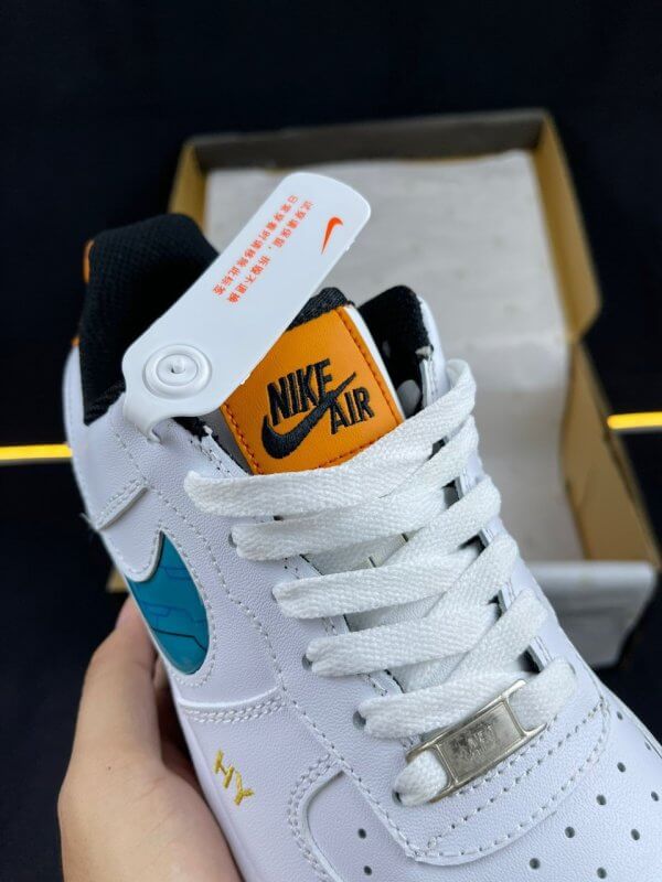Giày AF1 HY - Giày AF1 Trắng Logo Xanh chuẩn Siêu Cấp