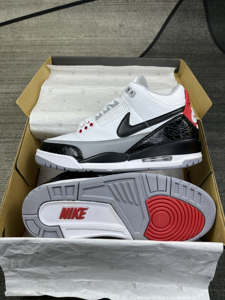 Jordan 3 Retro Tinker Hatfield - Jordan 3 Trắng Gót Đỏ