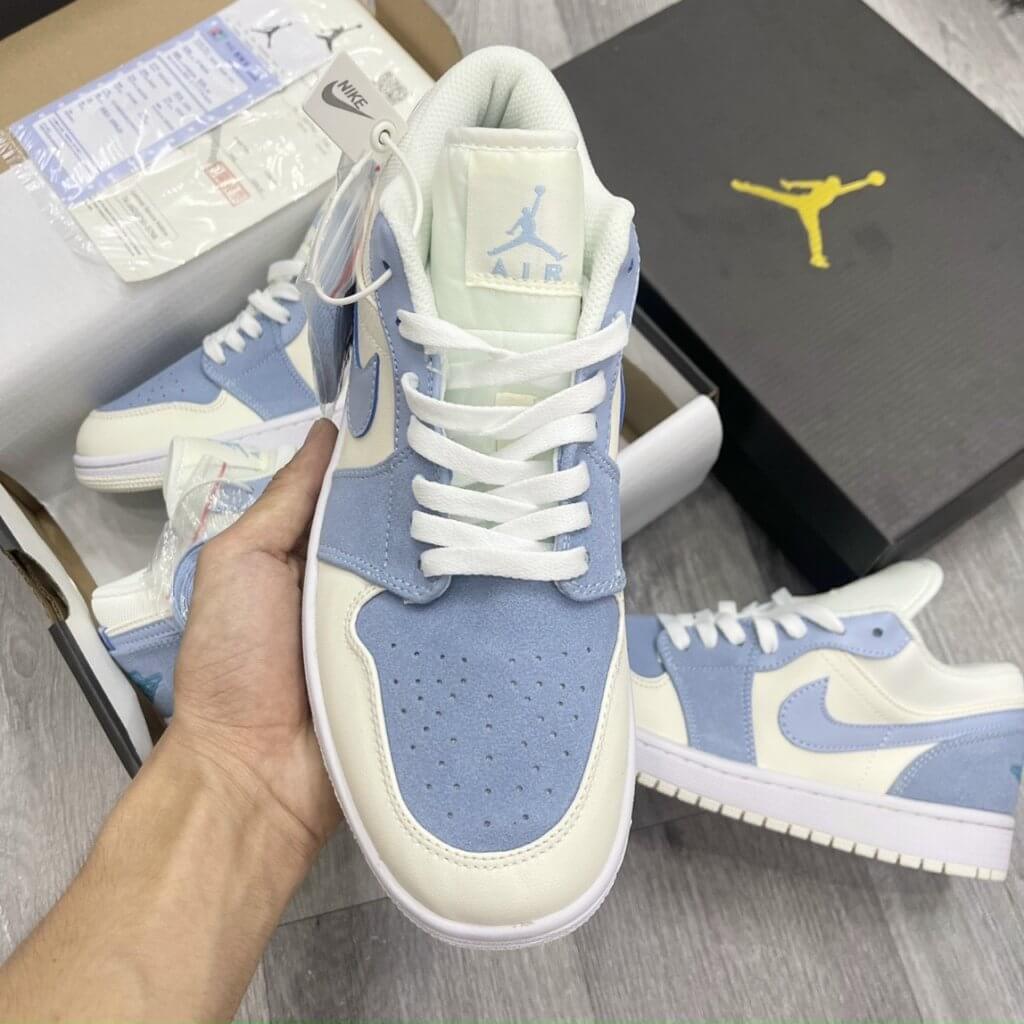Giày JD 1 Low Xanh Kem - Nike Jordan Blue White Thấp