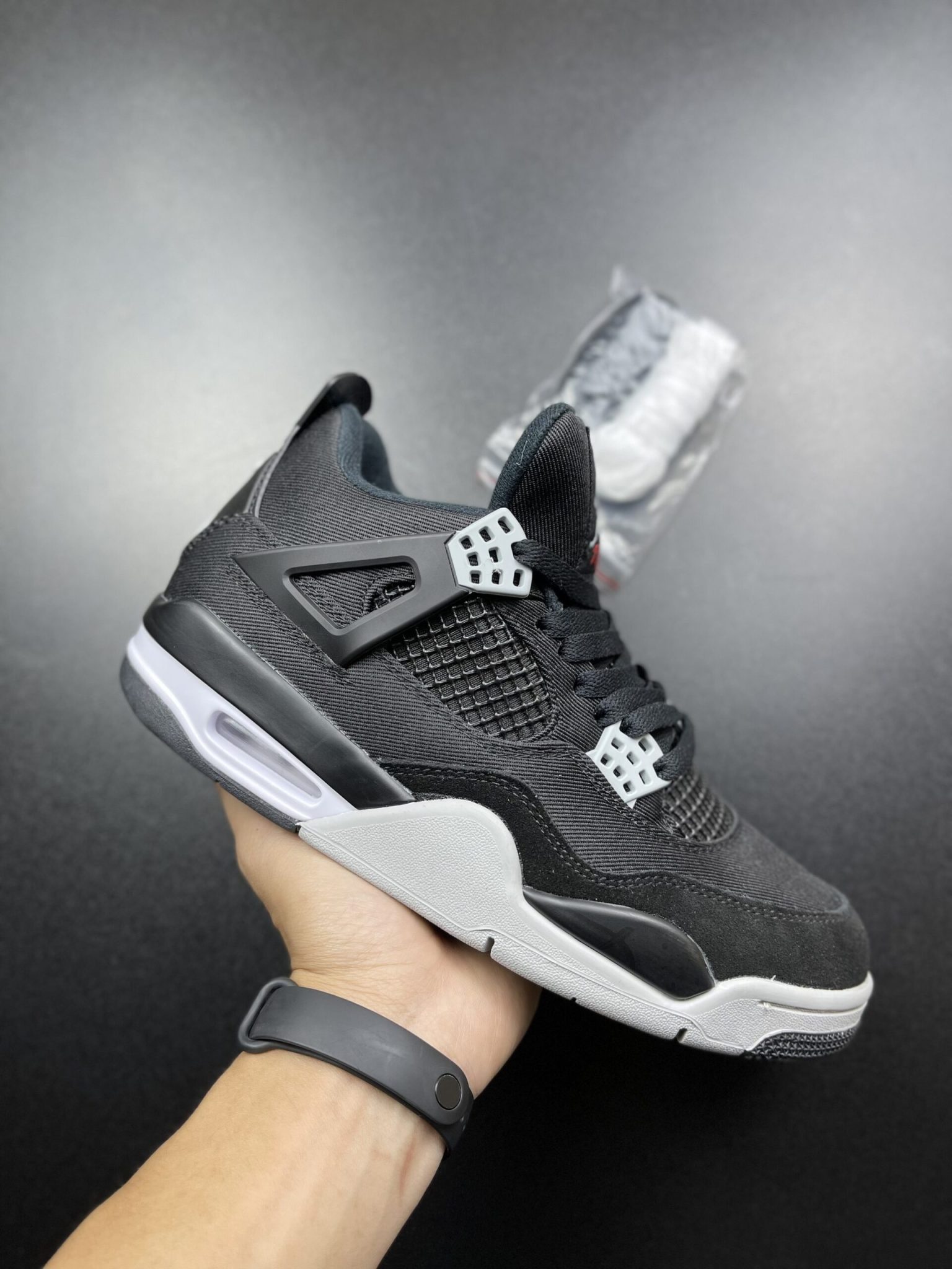 Nike Air Jordan 4 Retro Black Canvas - Jordan 4 Xám Đen