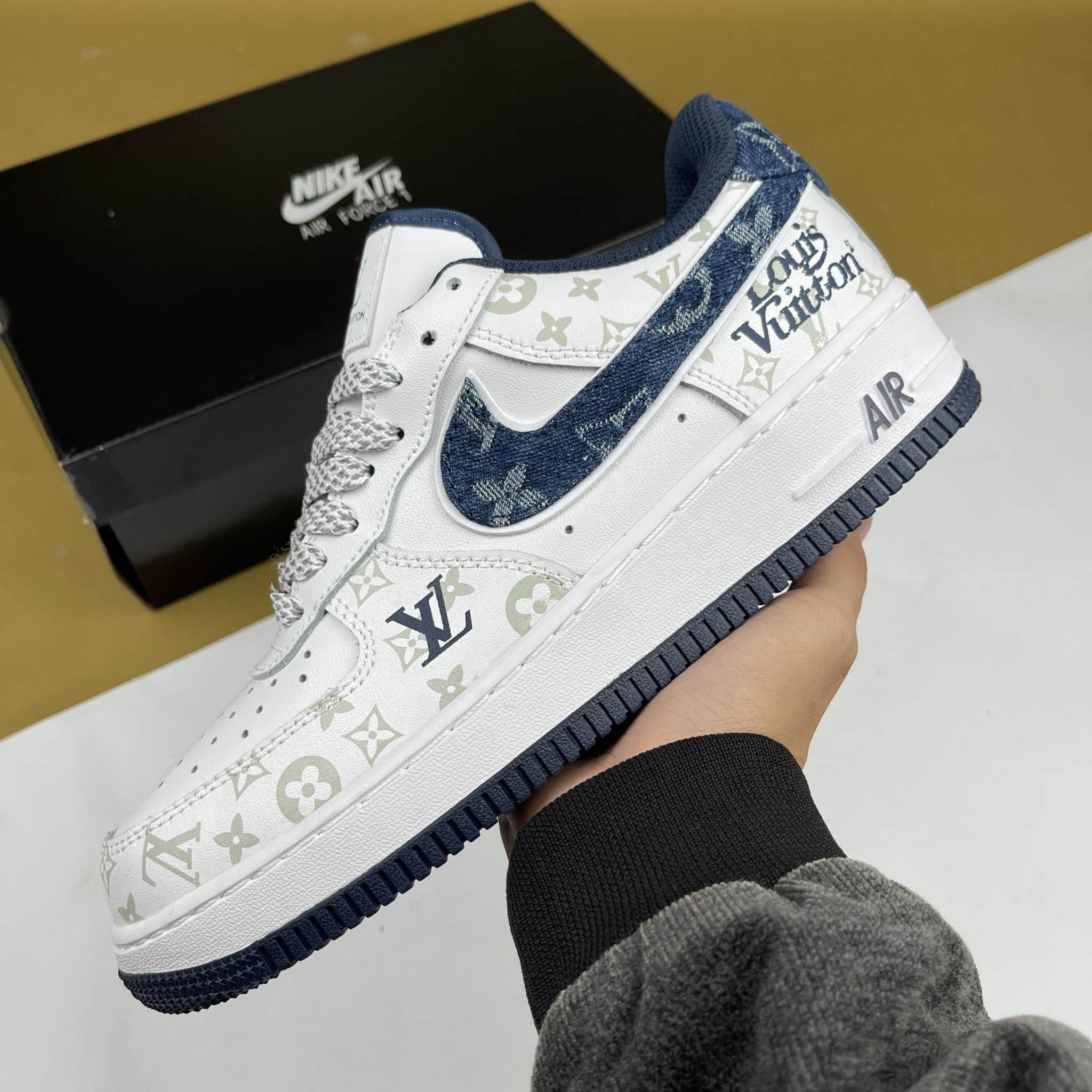 Giày Nike Air Force 1 Louis Vuitton White Blue - AF1 LV