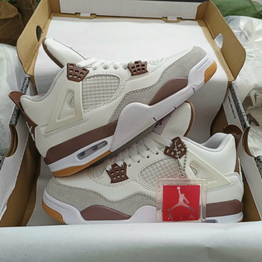 Giày Nike Air Jordan 4 Military Mocha - Jordan 4 Trắng Nâu