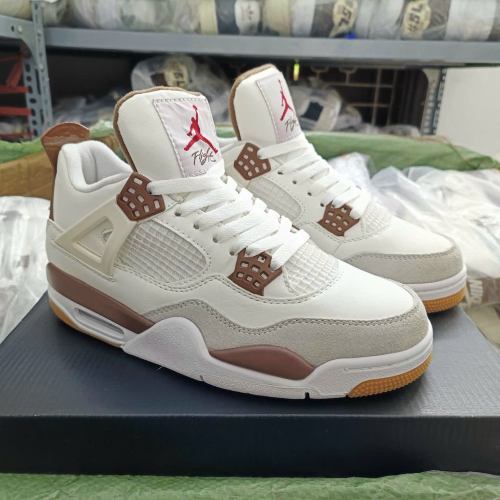 Giày Nike Air Jordan 4 Military Mocha - Jordan 4 Trắng Nâu