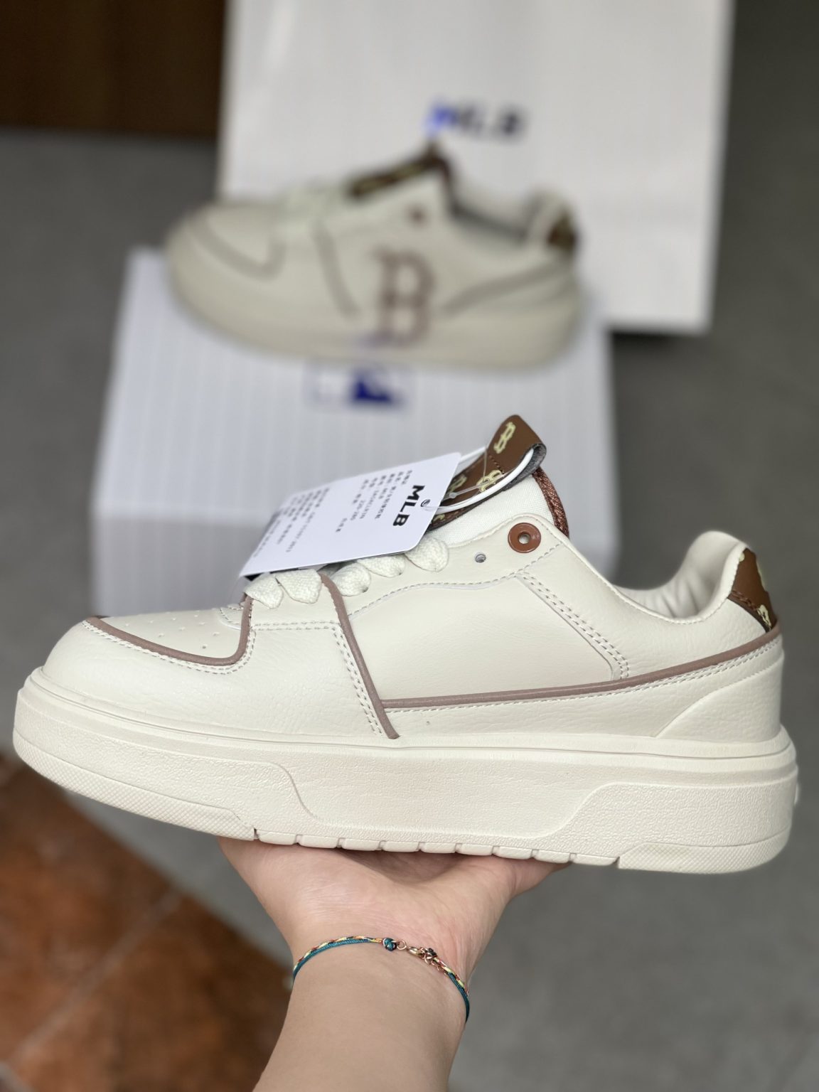 Giày MLB Chunky Liner Classic Monogram Brown Chữ B Nâu