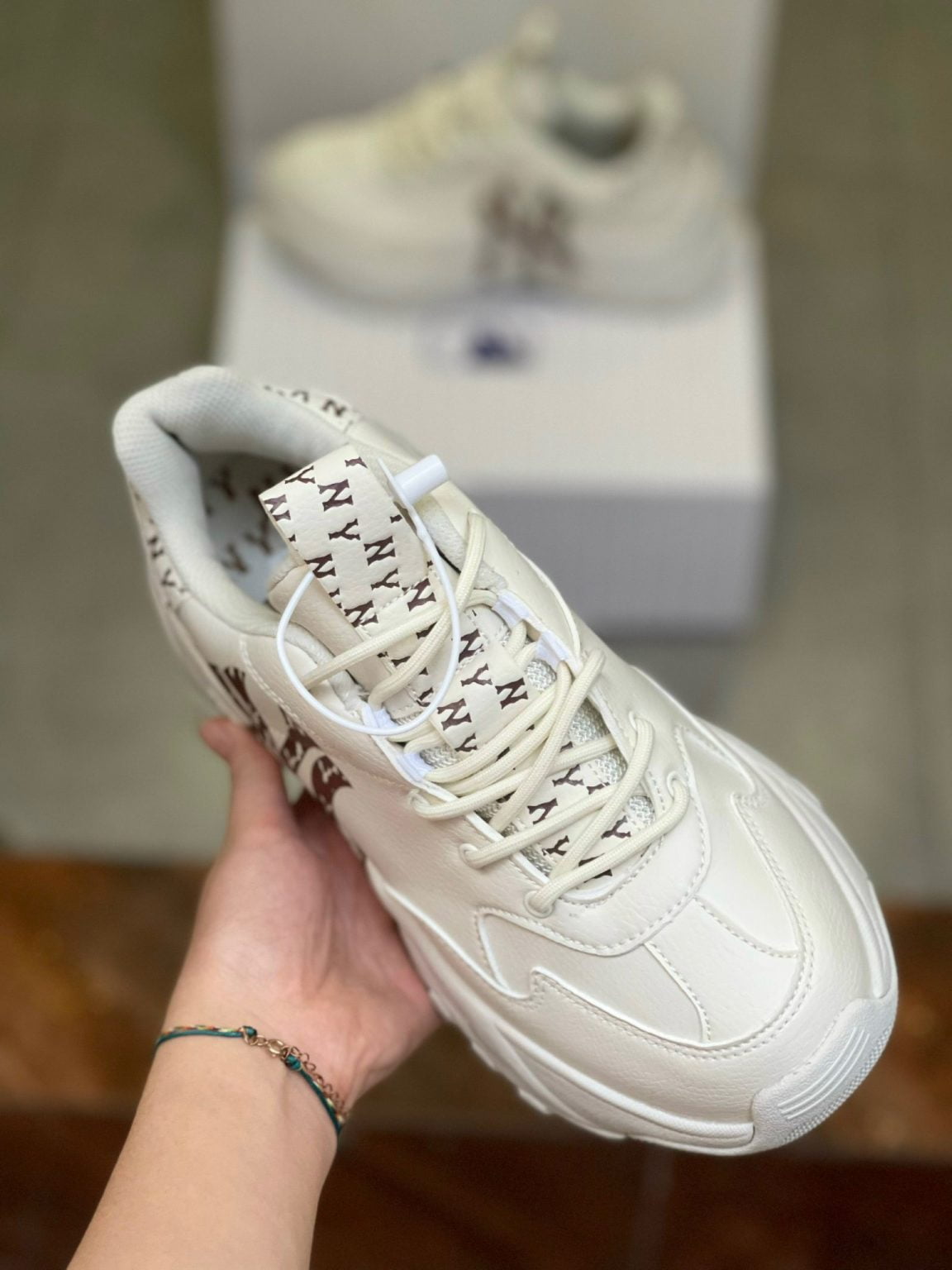 Giày MLB BigBall Chunky Classic Monogram NY Brown