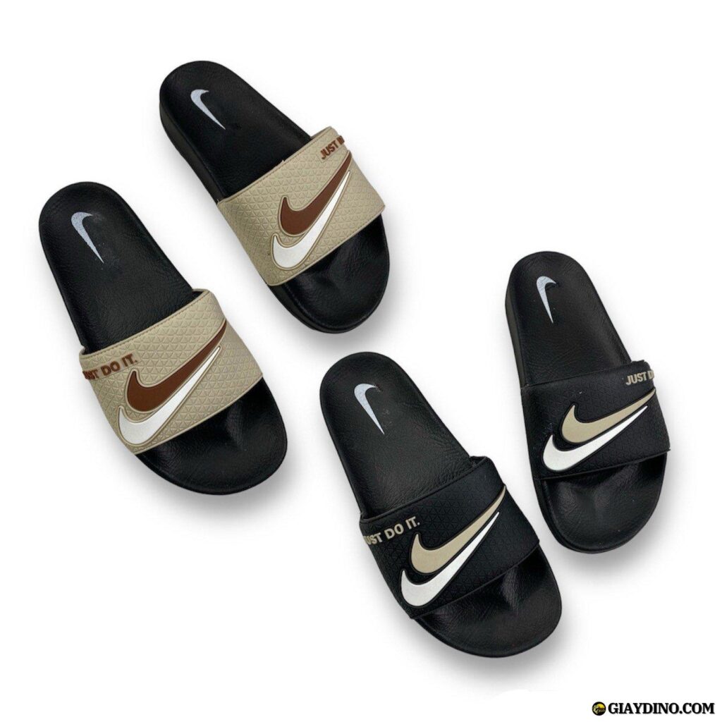 Dép Nike Quai Ngang Double Swoosh Just Do It Đen/Kem