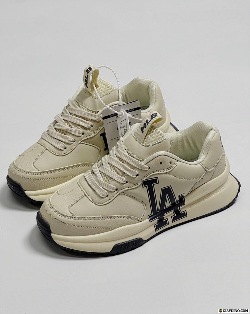 Giày MLB Chunky Runner LA Dodgers Beige Black Đen