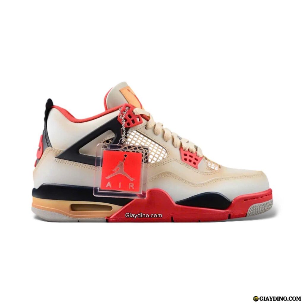 Giày Nike Air Jordan 4 Retro Cream White Black Red Like Auth
